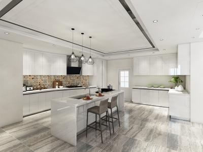 China Commercial MDF Modular Manufactured Home Kitchen Cabinets Lacquer Finish for sale