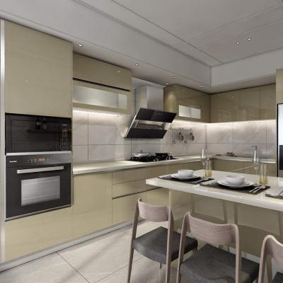 China Wood Mdf Slab Modern Prefab Kitchen Cabinets 18mm For Kitchen Off White for sale