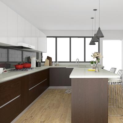 China Ranghood & Cooker & Microwave Hout Keuken Pantry Kasten Paticle Board MDF Deuren Aanpassing Kleur Te koop