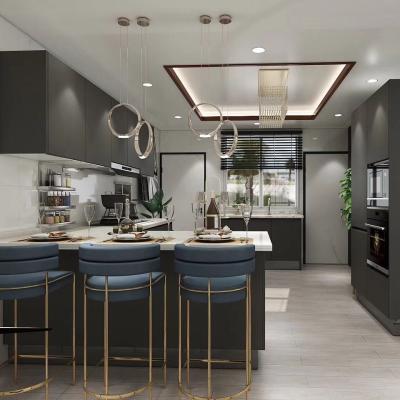 China CE zwarte keukenkasten Moderne met deeltjesbord & triplex materialen Moderne keuken eenheden Te koop