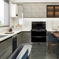Quality 18mm MDF Metallic Lacquer Kitchen Cabinet Sets With Island Double Sink Home for sale