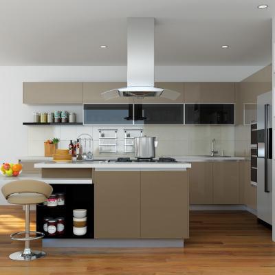 China MC World Free Design Modular Kitchen Wall Cabinet Black Wooden 16-22mm Carcase Thickness for sale