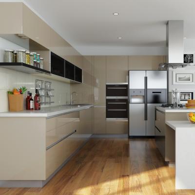China MC World Free Design Modular Kitchen Wall Cabinet Black Wooden 16-22mm Carcase Thickness for sale