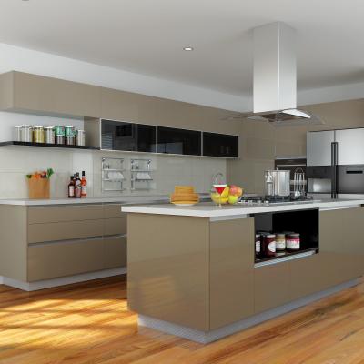China MC World Free Design Modular Kitchen Wall Cabinet Black Wooden 16-22mm Carcase Thickness for sale