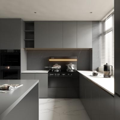 China Hidden Drawer Guide Rail Modern European Style Kitchen Cabinets Matt White Modern Shaker Style Kitchen for sale