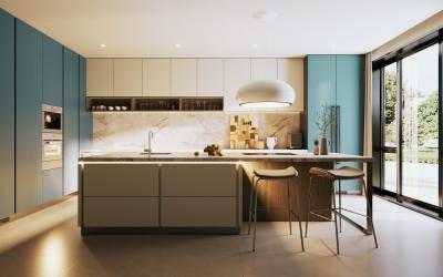 China Custom Modular Modern Contemporary Kitchen Cabinets Elegant Wood For Hotel for sale