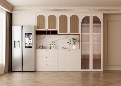 China Antique Design Style Modern Kitchen Base Cabinets Glass Doors 16mm / 18mm / 25mm Door Thickness for sale