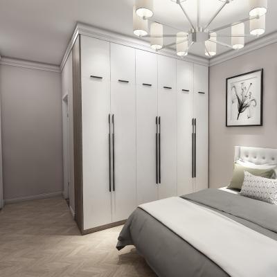 China Matte White​ Finish Flat Packed Swing Door Wardrobe Furniture Scratch Resistant For Bedroom for sale