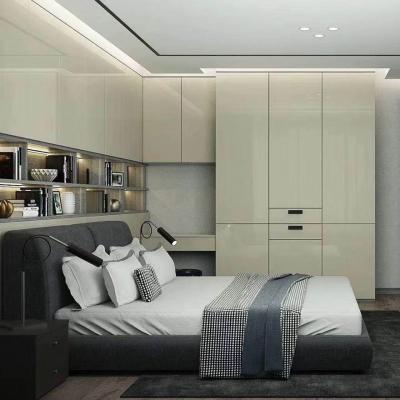 China Anti Fouling Shaker Design Auto Swing Door Wardrobe White Solid Wood for sale