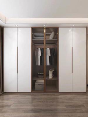 China Internal Storage Matte White Custom Swing Door Wardrobe High End Wood for sale