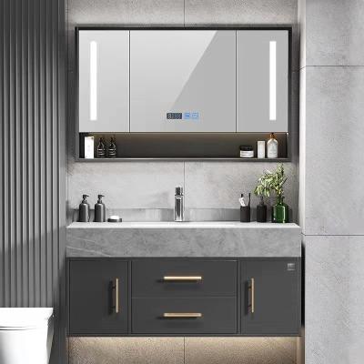 China Small 72 Inch Vanity Grey Wall Hung Vanity Unit Melamine Board Modern for sale