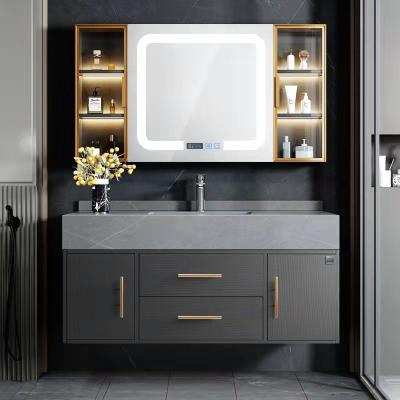 China E0 Standard Top Mounting Hardwood Bathroom Vanity Units 600mm With Mirror for sale