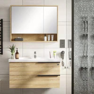 China 24 Inch Wall Mounted Vanity Unit Floating With Sink Natural Wood for sale