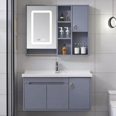 China Hotel Floating Wall Mounted Solid Oak Vanity Unit With Mirror Wash Basin for sale