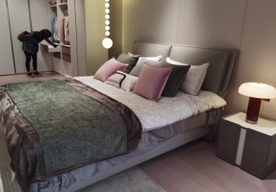 Cina Comodino in legno di quercia e peluche grigio scuro, comodino da camera da letto in vendita
