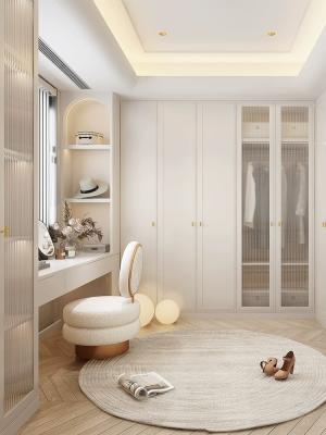Cina Set di mobili da letto in legno di cenere finitura dorata armadio con tavolo in vendita