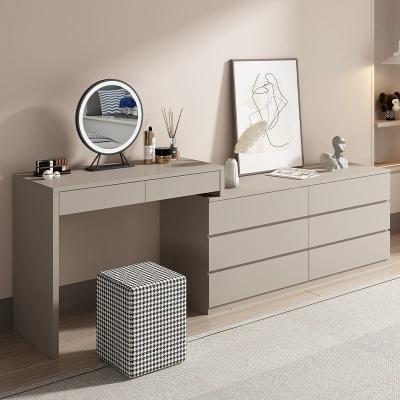 China Customized Fabric Leather Wooden Vanity Table Unit Bedroom Nightstand Mirrored Makeup Table for sale