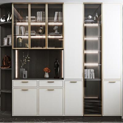 China Plywood Hardwood Living Room Furniture  Glass Showcase Cabinet Display Multifunctional for sale