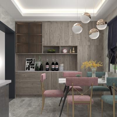 China Eetkamermeubelsets Laminaat MDF Kitchenette Rechthoekige Eettafel Gestoffeerde Stoel Te koop