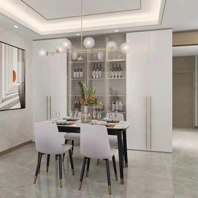 Cina Mobili per sala da pranzo OEM lisci, credenza buffet, tavolo, sedie in pelle in vendita