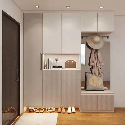 China Open Shelves Modern 10 Tier Shoe Rack Mirrored Shoe Cabinet Hardwood MDF for sale