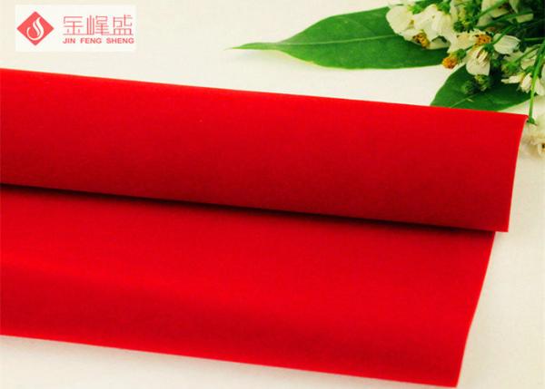 Quality Plain Red Velvet Flock Fabric Patterned For Packaging Gift Box for sale