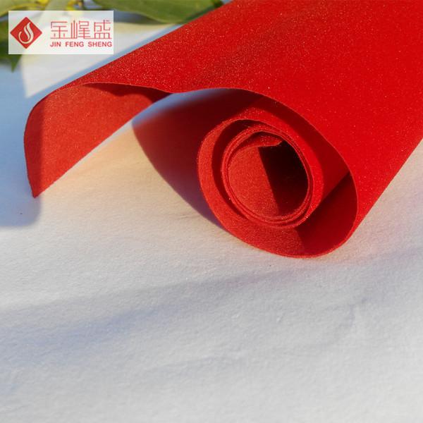 Quality 80 - 100GSM Red Velvet Flock Fabric , Packaging Spunlace Flocked Velvet Fabric for sale