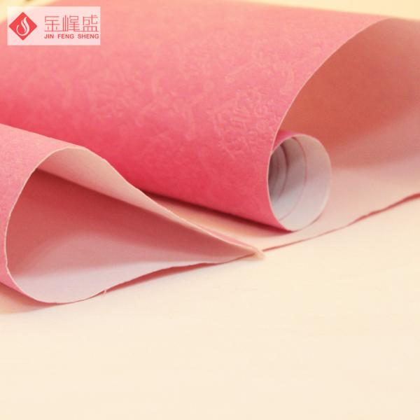 Quality Printed Non Woven Embossed Velvet Fabric Pink For Home Textile for sale