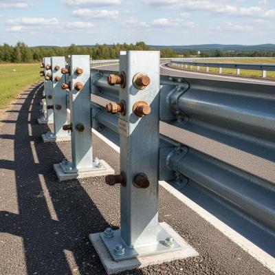 China Hot-dip Galvanized Highway Guardrail with W-beam Section and 2 Meters Post Spacing for Enhanced Road Safety for sale