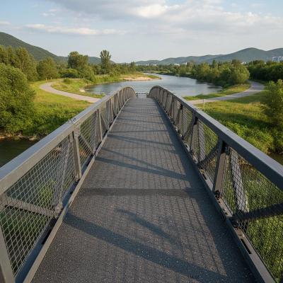 China Weatherproof UV Resistant Steel Pedestrian Bridge with Anti Skid Deck for Safe Pedestrian Passage for sale