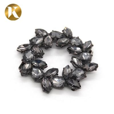 China Wenzhou Kml Flower shape crystal fashion decoration metal shoe buckle accessories for sale
