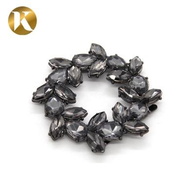 China Wenzhou Kml Flower shape crystal fashion decoration metal shoe buckle accessories for sale