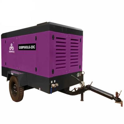 China G2*1 G3/4*1 Outlet Valve Mining Rotary Screw Air Compressor with Cummins Diesel Engine for sale