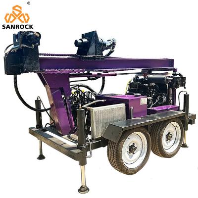 China Water Well Drilling Trailer Borehole Drilling Rig Mobile Hydraulic Water Well Drilling Machine for sale