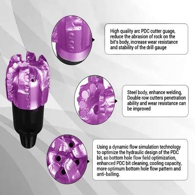 China Broca de perforación de petróleo PDC con punta de carburo de tungsteno, broca PDC de cuerpo matriz en venta