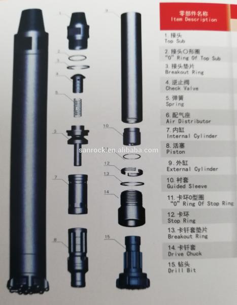Industry Dth Drilling Tools Dth Hammer 1012-1860 Mm Length Api Standard