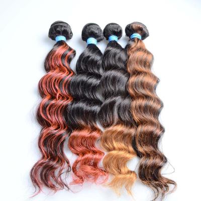 China Black ombre natural brown curly hair weaving 16