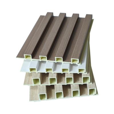 China Eco wpc board manufacturers indoor interior decoration wood plastic composite PVC Coating Cladding Fluted wpc wall panel for sale