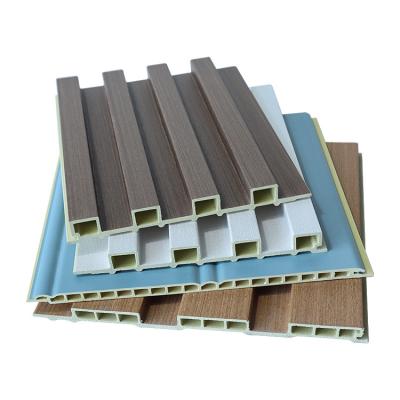 China Eco wpc board manufacturers indoor interior decoration wood plastic composite PVC Coating Cladding Fluted wpc wall panel for sale
