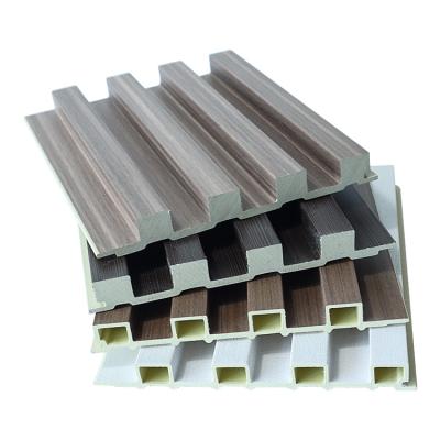 China Eco wpc board manufacturers indoor interior decoration wood plastic composite PVC Coating Cladding Fluted wpc wall panel for sale