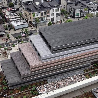 China Custom Interlock Wpc outdoor Decking 3D embossing wood grain Composite decking board China Wood Plastic texture Flooring for sale