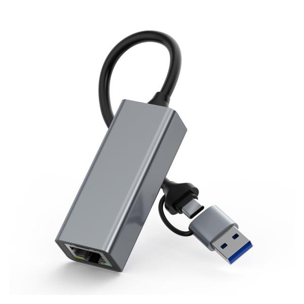 Quality Dual Port USB3.0 Type A And Type C Gigabit Ethernet Adapters for sale