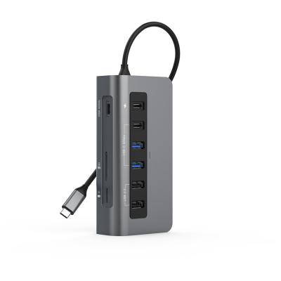 China Multi Port USB C 5Gbps Hub 4K HDMI Video PD Card Reader USB C Outputs for sale