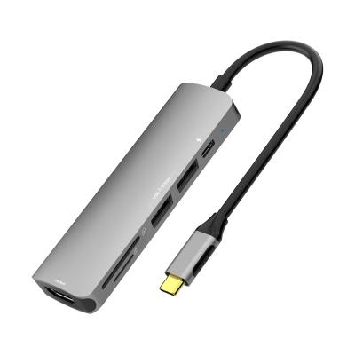 China 6 In 1 USB C To 4K HDMI Video Extender Adapter With USB A Data Port Card Reader Power Delivery for sale