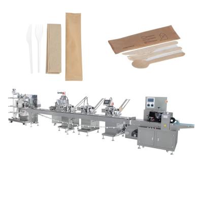 China Pillow Type Pack Bag Automatic Spoon Packaging EquipmentFlow Disposable Plastic Cutlery Packing Machine for sale