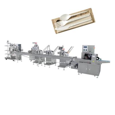 China Price Disposable Spoon Knife Fork Wet Wipe/Tissue Paper Auto Feeding Counting Packing Making Machine for sale