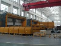 China Manual Folding Booth Bus Spray Booth Gas Heating 17000x5000x5000mm Back Wall Extraction for sale