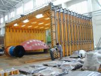 China Manual Folding Booth Bus Spray Booth Gas Heating 17000x5000x5000mm Back Wall Extraction for sale