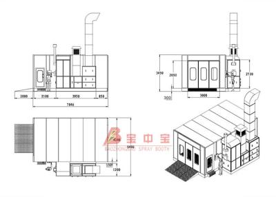 Cina Cabina di spruzzo di lusso di progettazione di Europ di calore dello spruzzo della stanza del Downdraft della cabina diesel della pittura in vendita
