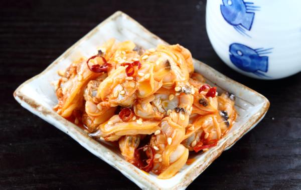 Quality Korean Seasoned Food Appetizer Tender Spicy And Chewy Frozen Spicy Clam Meat for sale